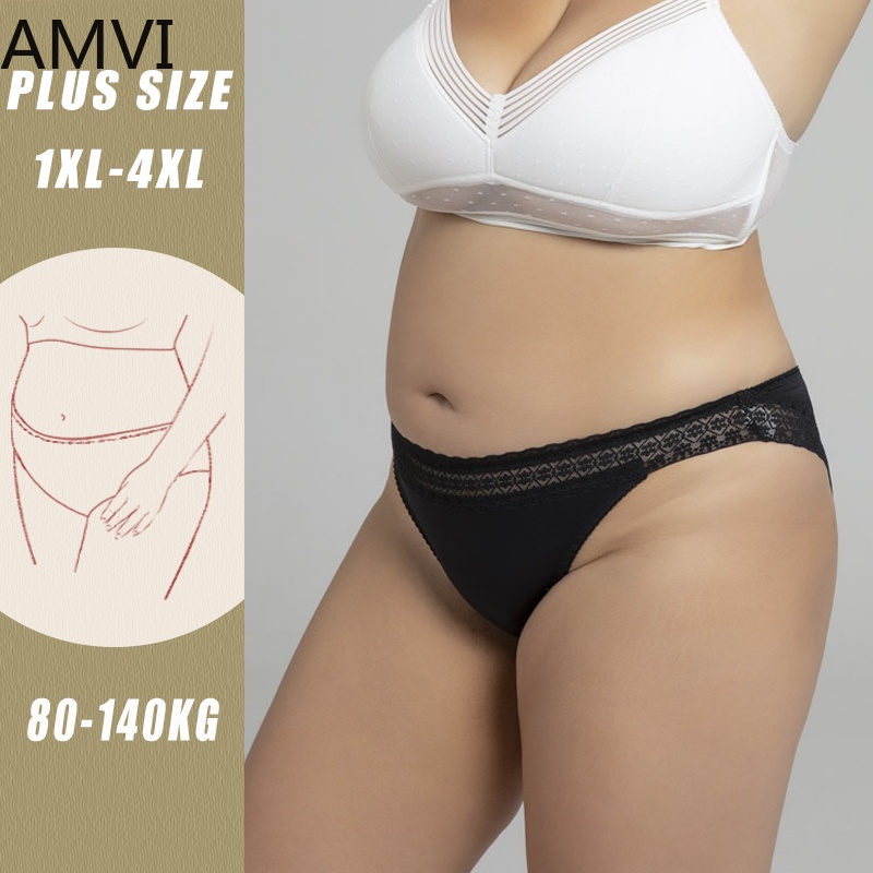 AMVI Panty Plus Size for Women Cotton Sexy Comfortable Underpants Ladies Heart Pattern Lace Girl ...