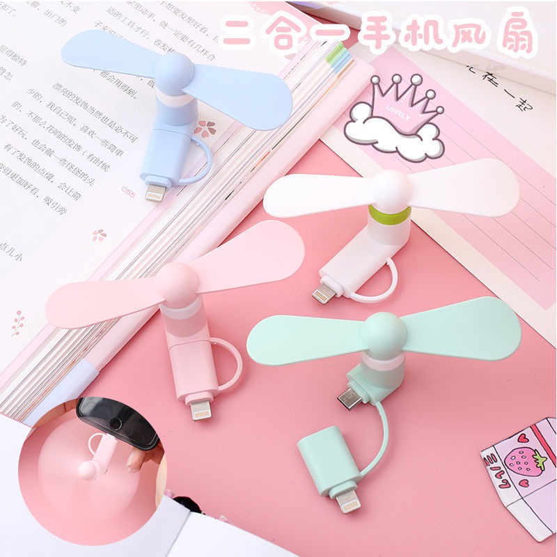 2in1 Mini Fan Candy Color Small Fortable Handy Fan Micro Typec Fans ...