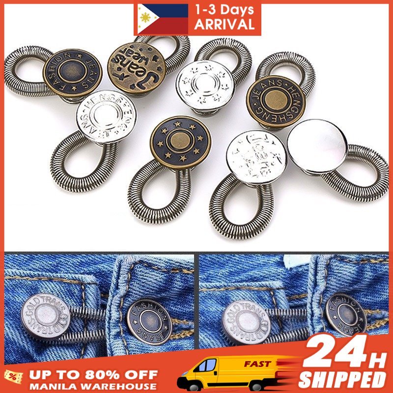 Metal Spring Button Extender Pants Jeans Sewing Adjustable Retractable ...