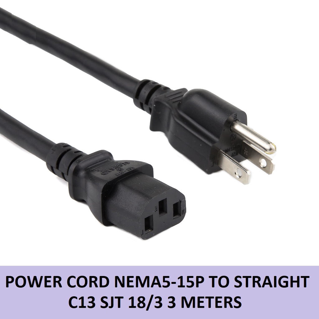 Power Cord NEMA 5 15P To C13 NEMA 5-15P 3m Replacement AC Power Cord Monitor Power Cable 3 ...