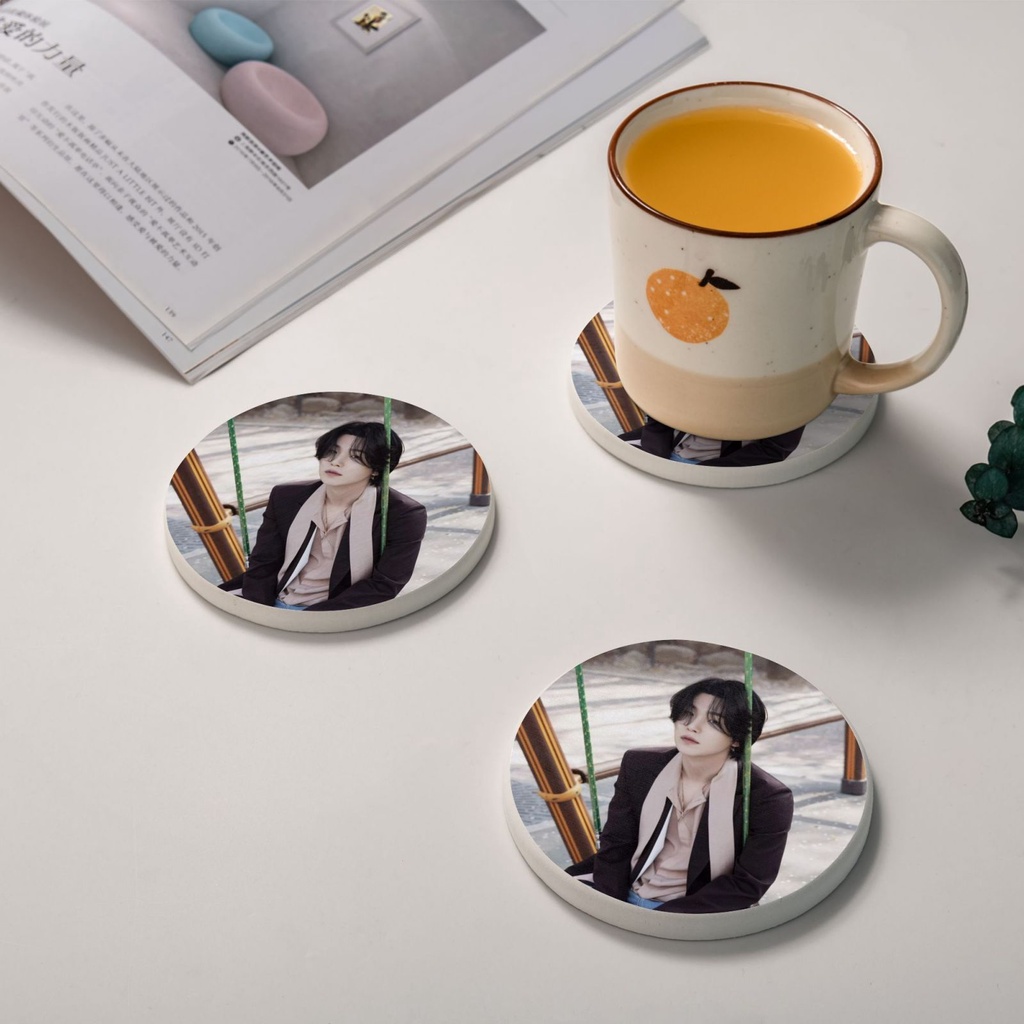 BTS SUGA Agust D 2PCS Round Diatomite Cup Coaster （10*0.9cm） | Shopee ...