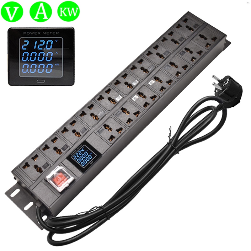 2U rack mounted digital display PDU power distribution unit power strip ...