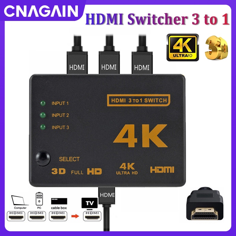 CNAGAIN 4K*2K HDMI Switch 3 in 1 Out, 5x1 HDMI Multi Port Switch, 3 Way ...