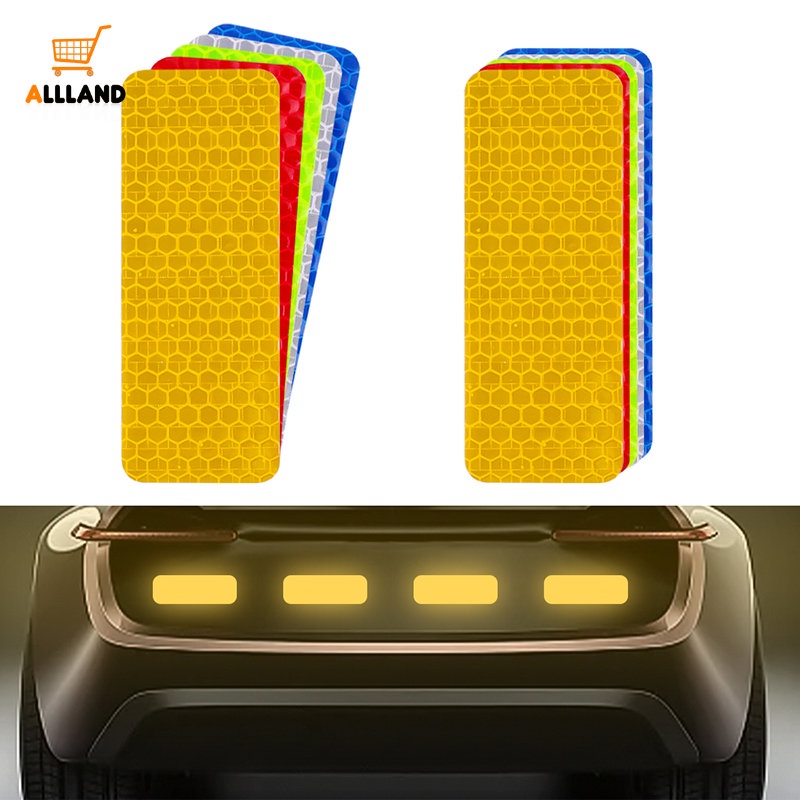 10 Pcs/ Set 3*8cm Rectangular Car PET Reflective Stickers/ Motorbike ...