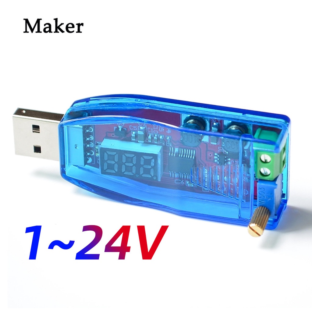 LED DC-DC 5V To DC 1-24V Adjustable Potentiometer USB Step Up/Down Buck ...
