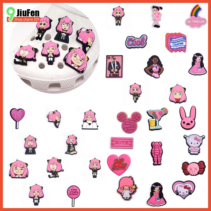 Croc Jibbit Cartoon Croc Buckle Cute Pink Tie Little Girl Pattern DIY ...