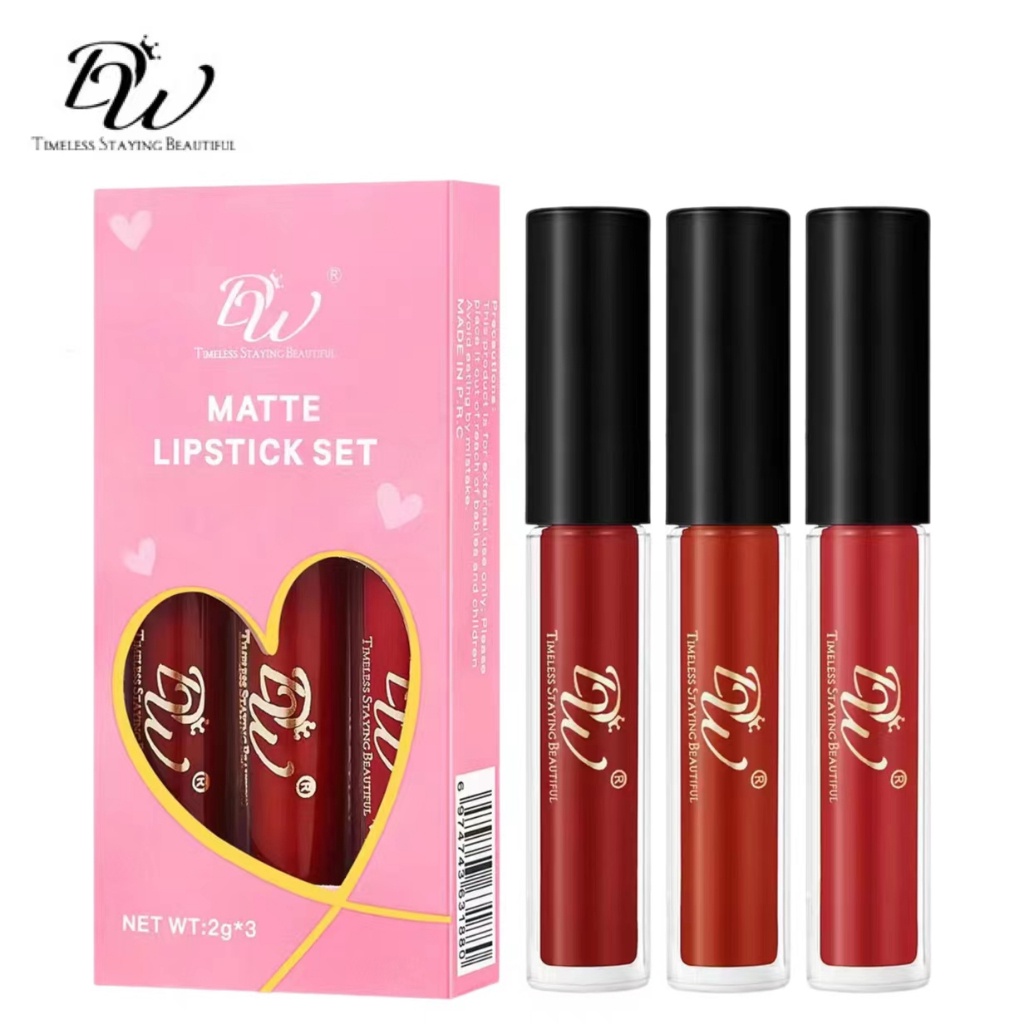 DW 3pcs Matte Lipcream 3in1 Liquid Lipstick | Shopee Philippines