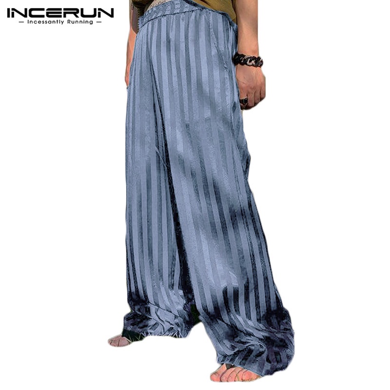 INCERUN Men's Striped Bright Face Wide Leg Pants | Shopee Philippines