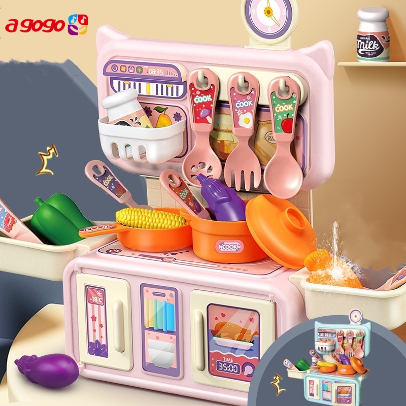 Mini Kitchen Playset Kids Cooking Toys Set House Play Tableware for ...