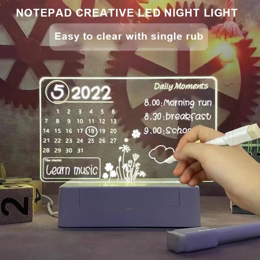 Creative Calendar Notepad Light USB LED Night Lamp Message Board Plan ...