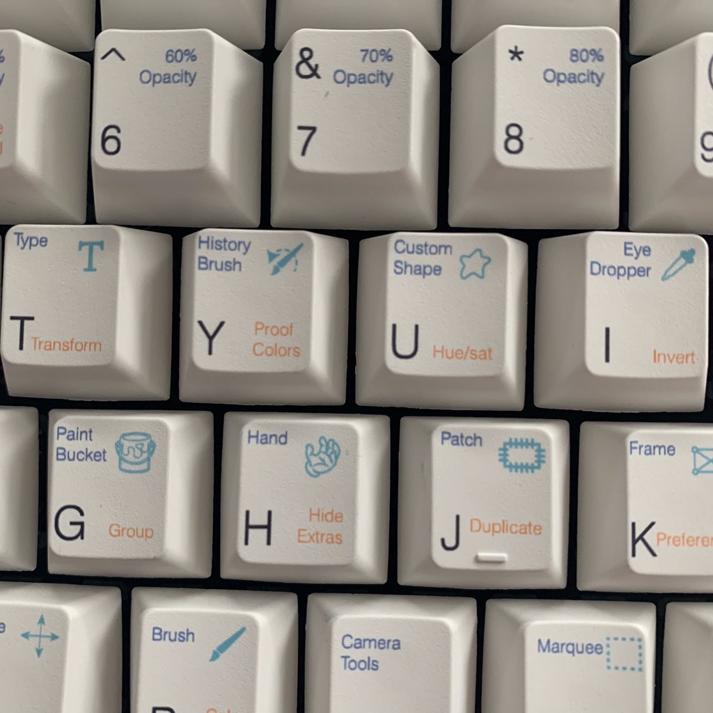 136 Keys Photoshop Keycaps Cherry Profile Dye-sub PS Shortcut Reference ...