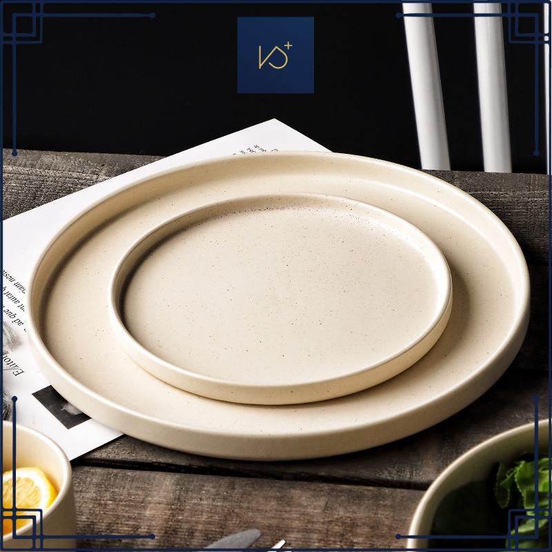 Kitchenplus Japanese Stoneware Ceramic Dinner Plate Japanese Minimalist ...