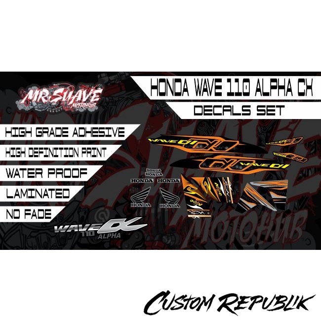 Honda Wave 110 Alpha CX Stock Decals Set | Shopee Philippines