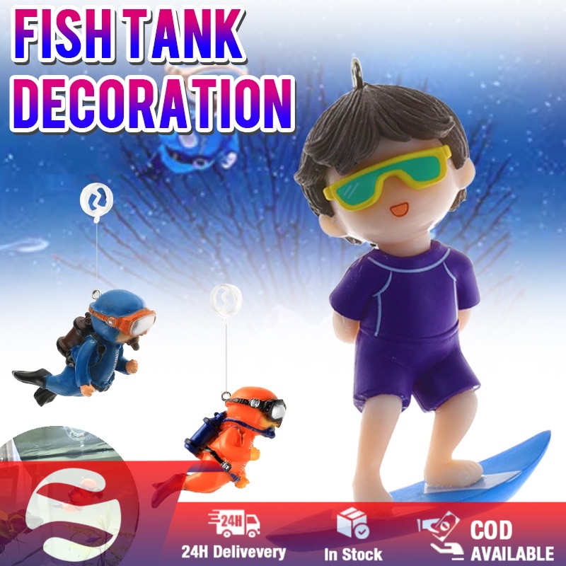 DIY Mini Model Diver Figurine Aquarium Decor Non-toxic Landscape ...