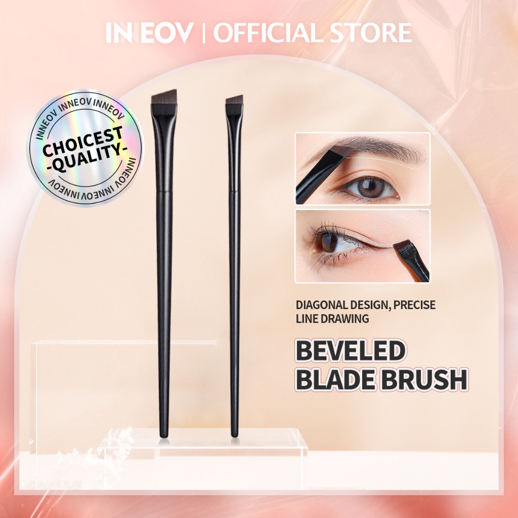 INNEOV Makeup Brushes Set Bevel Eyeliner Brush Bevel Brow Brush Black Handle Thin Tip Makeup ...