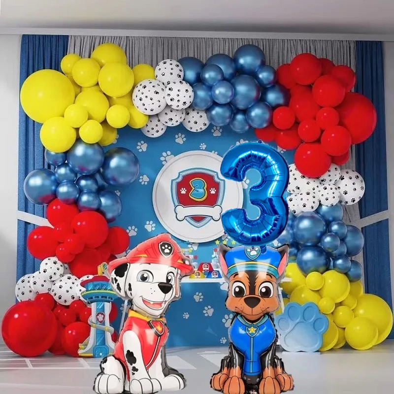 69pcs Paw Patrol Theme Party Balloon Set 0-9 32 inch Numbers Large Paw Patrol Aluminum Foil ...