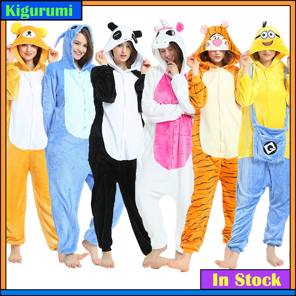 Kigurumi Stitch Pikachu Animal Pajamas Unisex Adults Unicorn Panda Cow Onesies Cartoon Soft ...