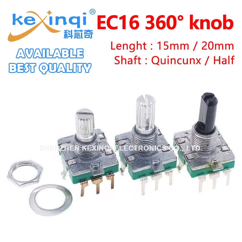 1pcs EC16 Quincunx Shaft Black Shaft Half Shaft Length 15mm/20mm 360° Rotary knob Digital ...