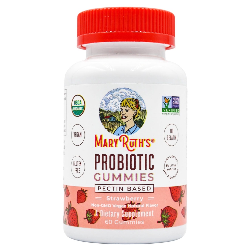 Mary Ruth's Organic Probiotic Gummies - Strawberry 5 Billion CFU (60 ...
