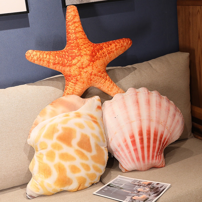 Funny Stuffed Simulated Shell Plush Toys Pillow Starfish Dolls Cushion ...