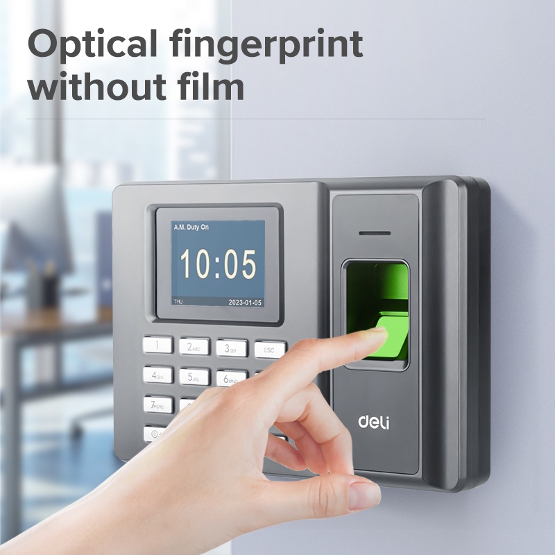Deli Face Attendance Biometric USB Office Fingerprint Scanner Machine ...