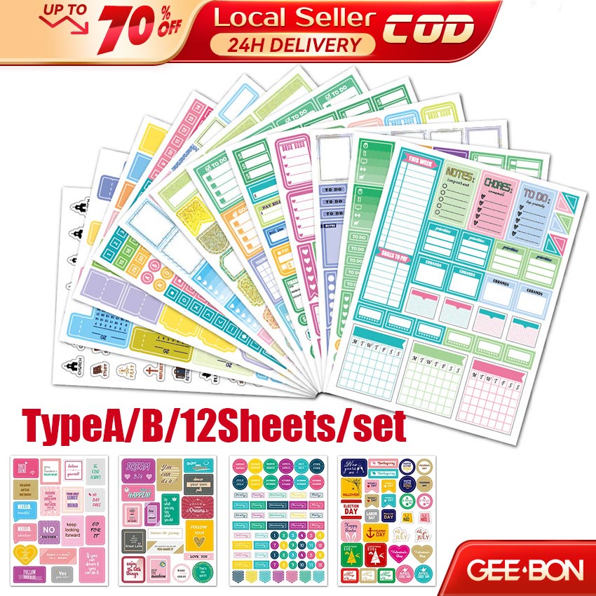GEEBON 650Pcs DIY Planner Sticker Day Planner Index Label Diary Weekly ...