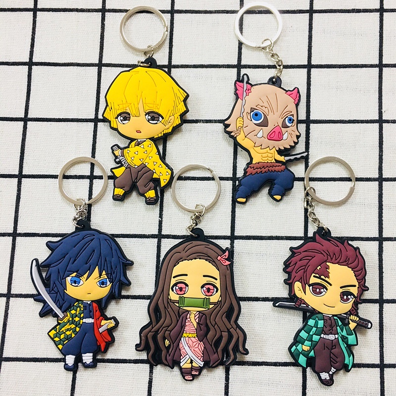 Anime Kimetsu No Yaiba Demon Slayer Pvc Keychain Kamado Tanjirou Nezuko ...