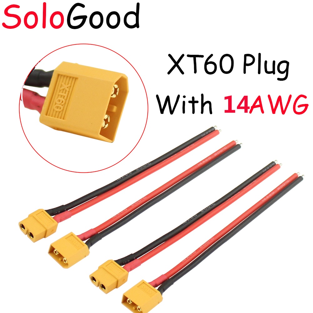 AMASS XT60 Male Female Connector Plug Pigtails with 150mm 14AWG Silicone Wire RC Battery Cable ...