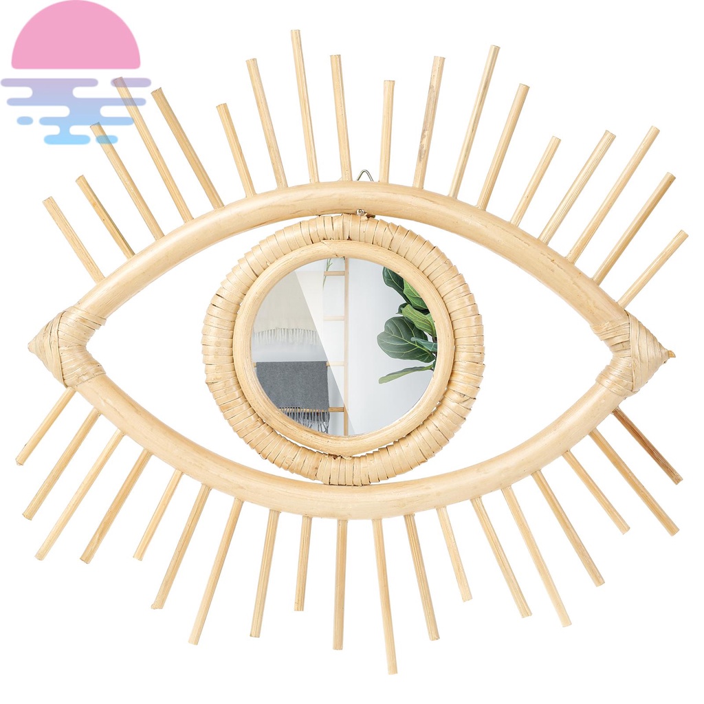 Hanging Rattan Mirror Decorative Boho Eye Mirror Handmade Eye Mirror ...
