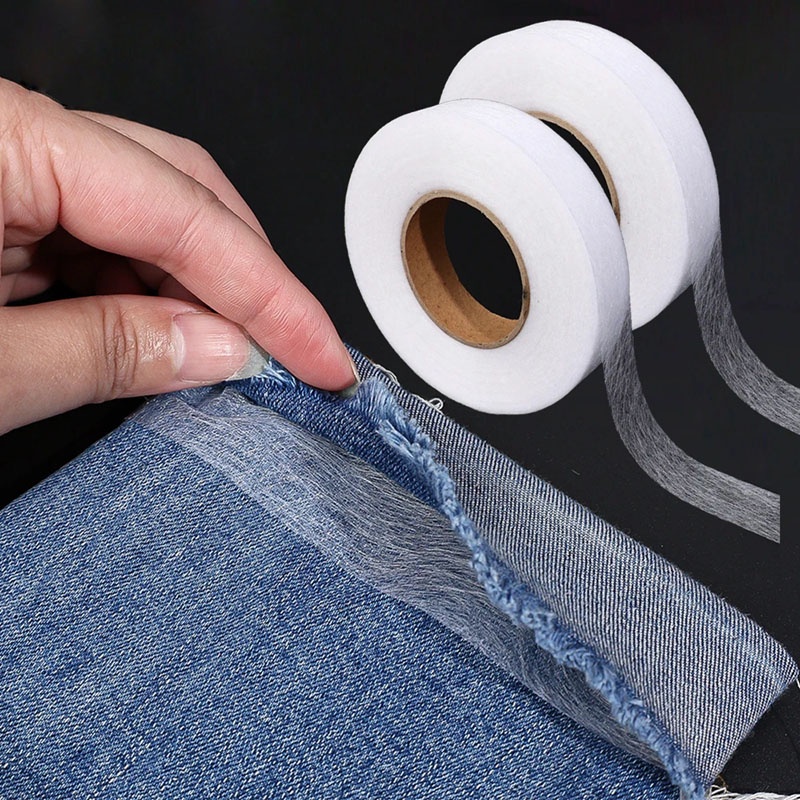 64 Meters Black White Double-sided Interlining Adhesive Fabric Clothes Iron On Hem Tape ...