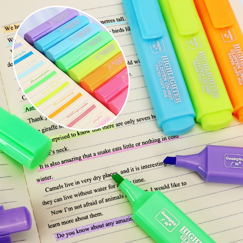 8 Colors Glitter Metal Pastel Highlighter Markers Guangna Art Painting ...