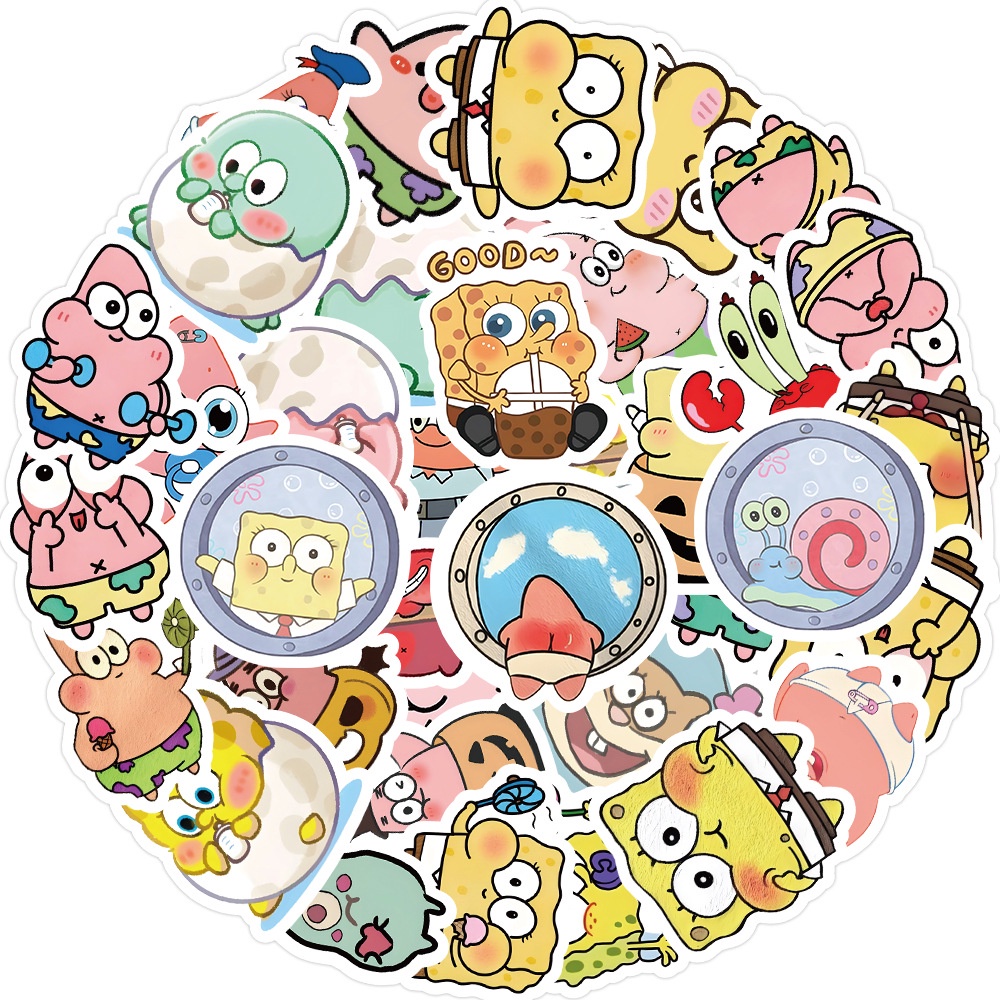 63 PCS of Fun and Colorful SpongeBob SquarePants Stickers, Waterproof ...