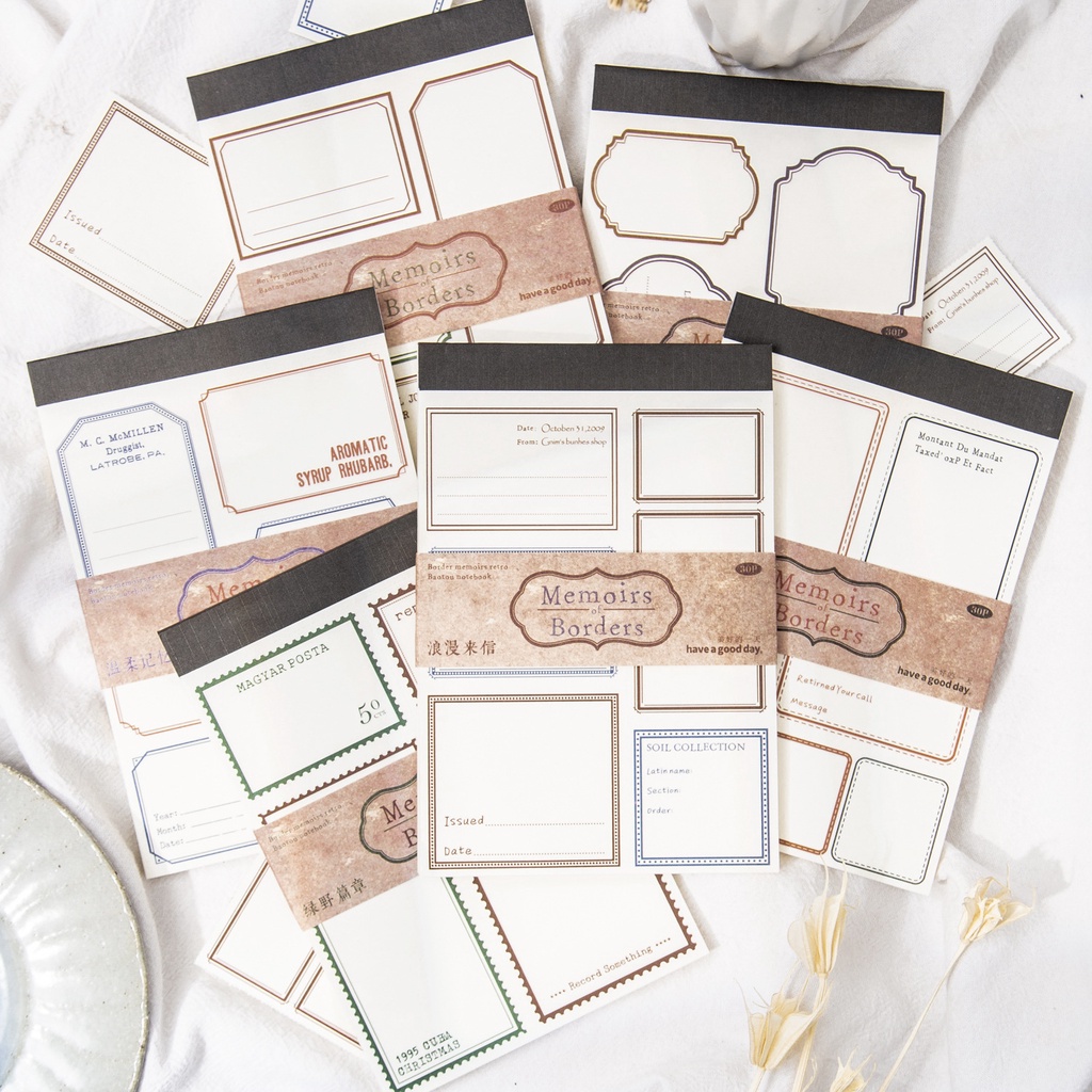 ENWEI 30 Pcs [Border Memoirs Series] Vintage Journal Sticky Notes ...