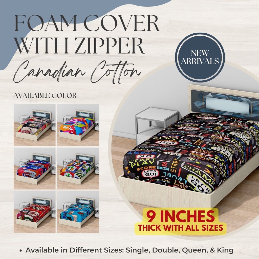 HIC Canadian Cotton Mattress Protector Full Bed Foam Cover W/Zipper 9 ...
