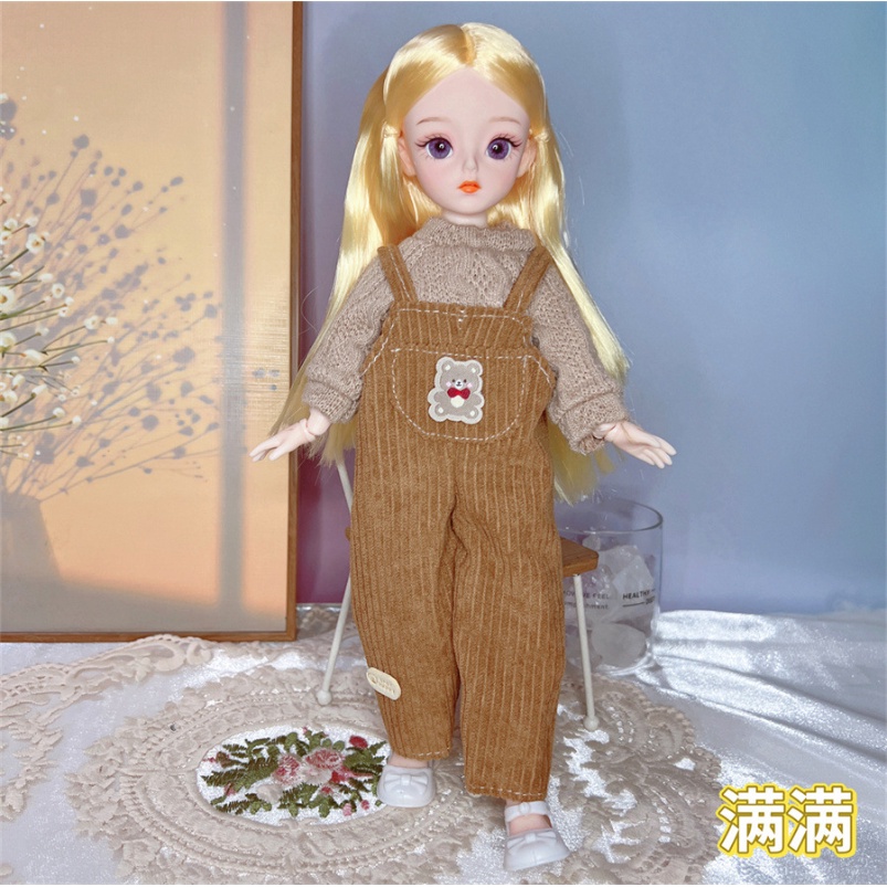 New 1/6 30cm BJD Fat Doll Girl Activity Joint Comic Face Set Girl Dress ...