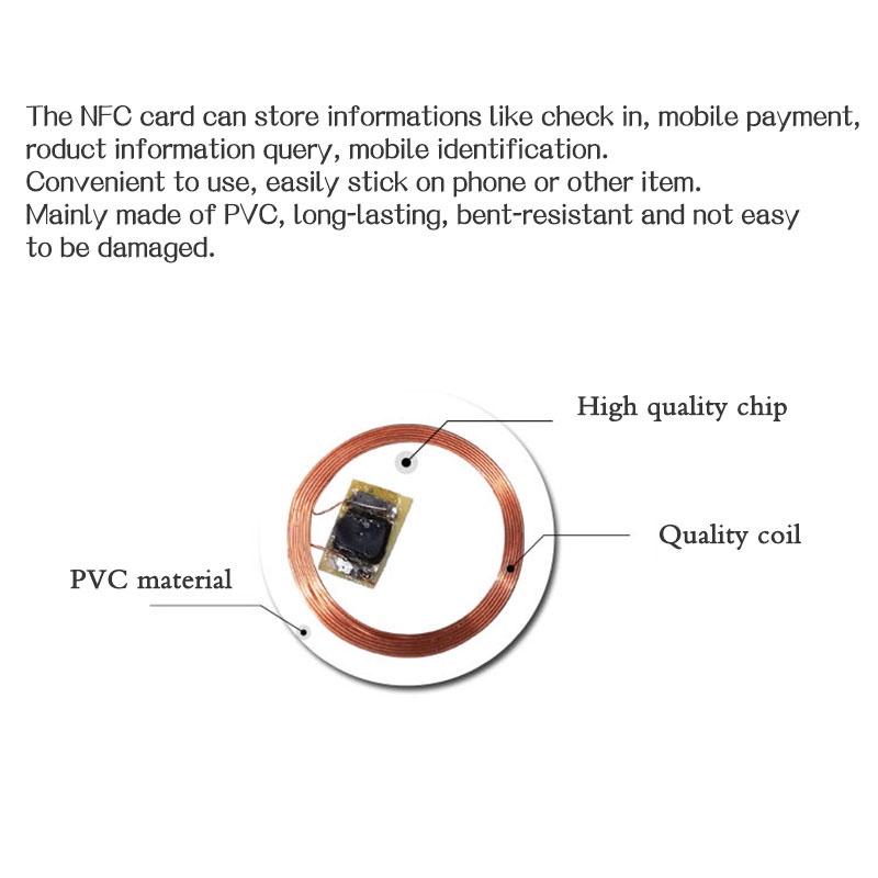 10pcs NFC Ntag215 Round Shape Card 13.56Mhz NFC Chip Tags for NFC ...