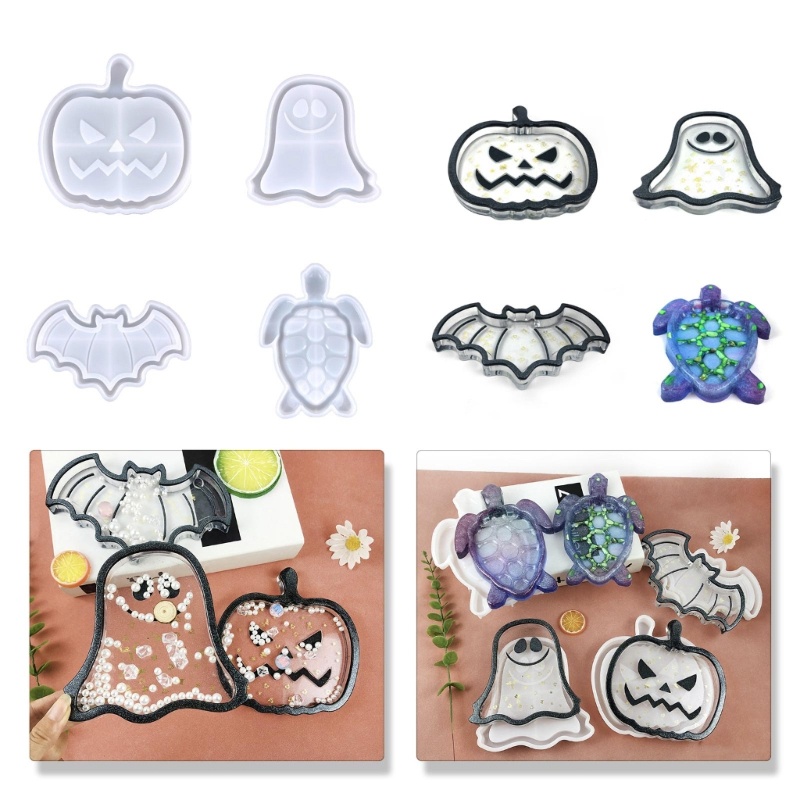 quu Diy Crystal Fruit Tray Mold Halloween Pumpkin Bat Epoxy Resin Mold ...