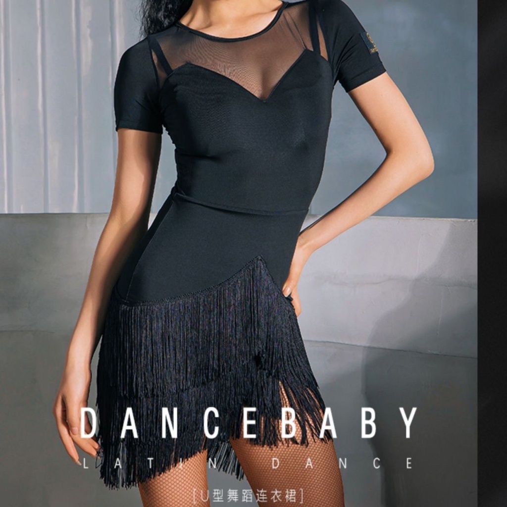 Professional Latin Dance Dress Female Mesh Dance Dress Sexy Modern ...