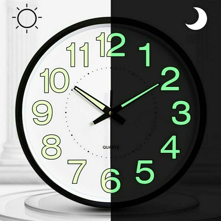 【Slient】10" Luminous Wall Quartz Clock Quartz Glowing Clocks Power ...