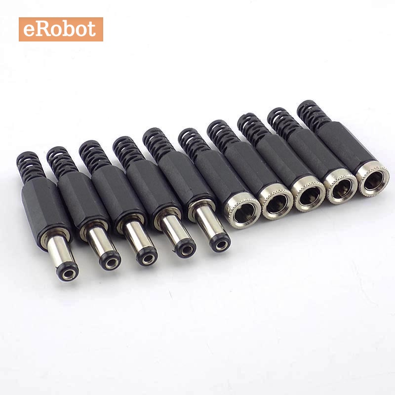 10Pcs DC Female Male Power Plug 5.5mm X 2.1mm Male Female Jack Socket ...