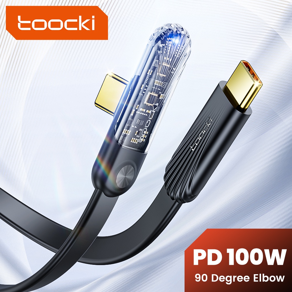 Toocki 100w Type C To Cable 90 Degree Elbow Pd Fast Charging Game Data ...