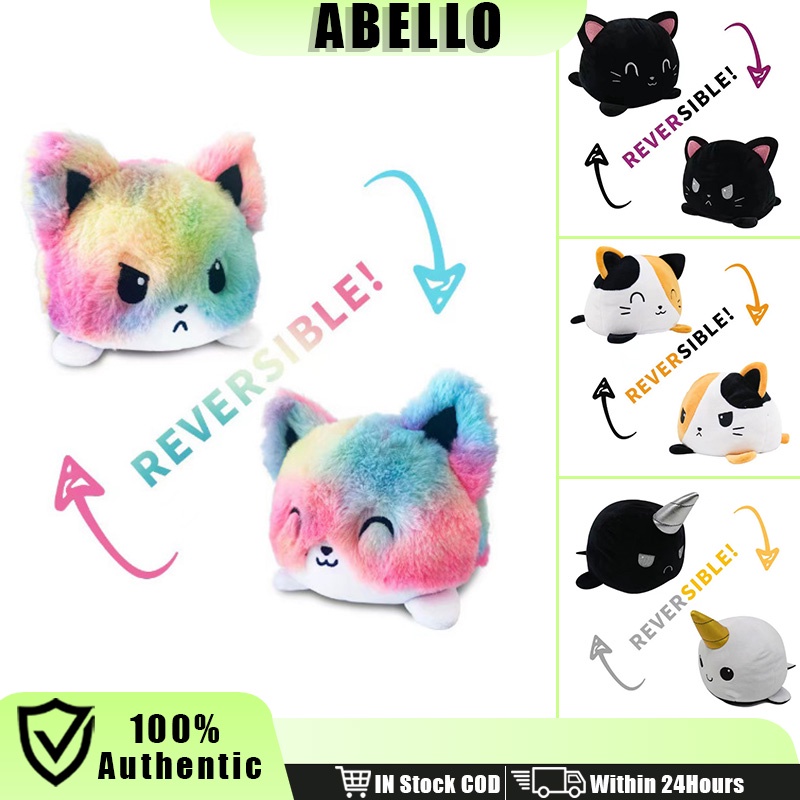 Reversible Cat Stuffed Toy Soft Simulation Double-sided Color Flip ...