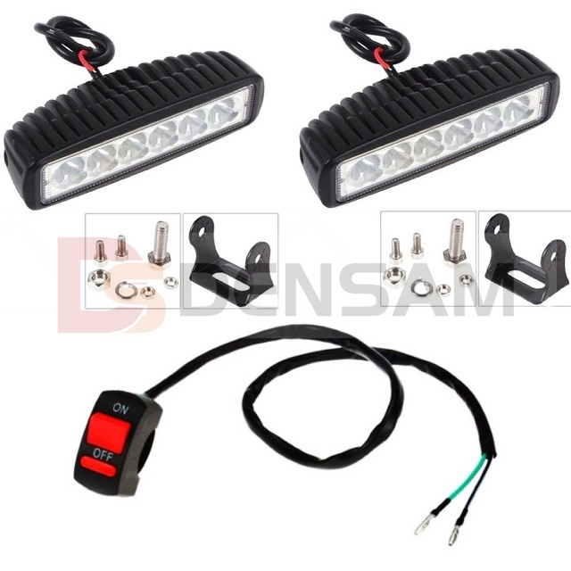 Motorcycle 2pcs LED W/1piece Switch 6LED Bar Headlight Foglight ...