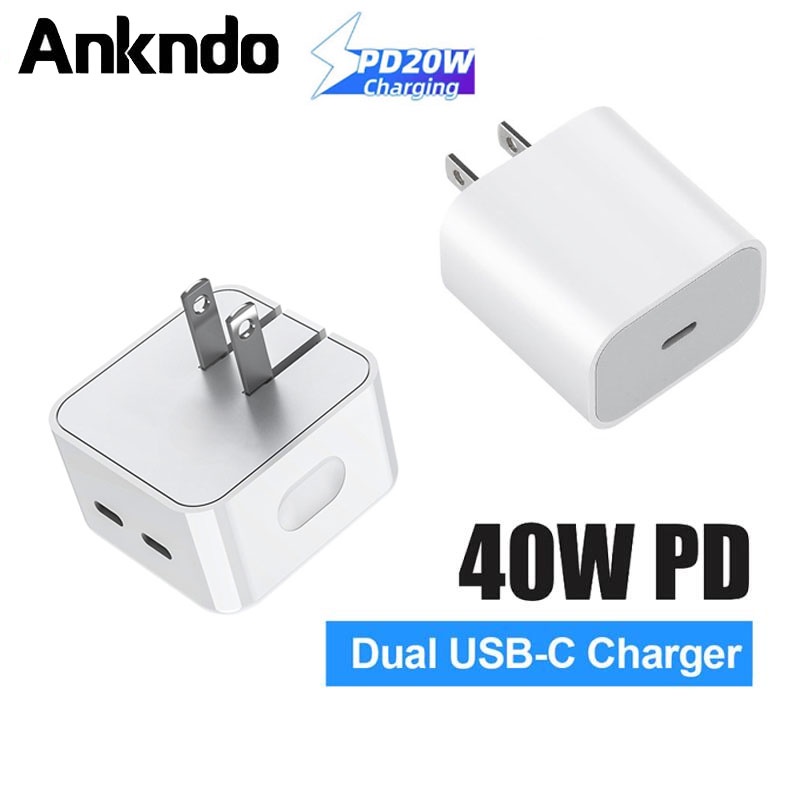 Ankndo Fast Charge Pd Dual Type-C Port Adapter 40w Ak125 | Shopee ...