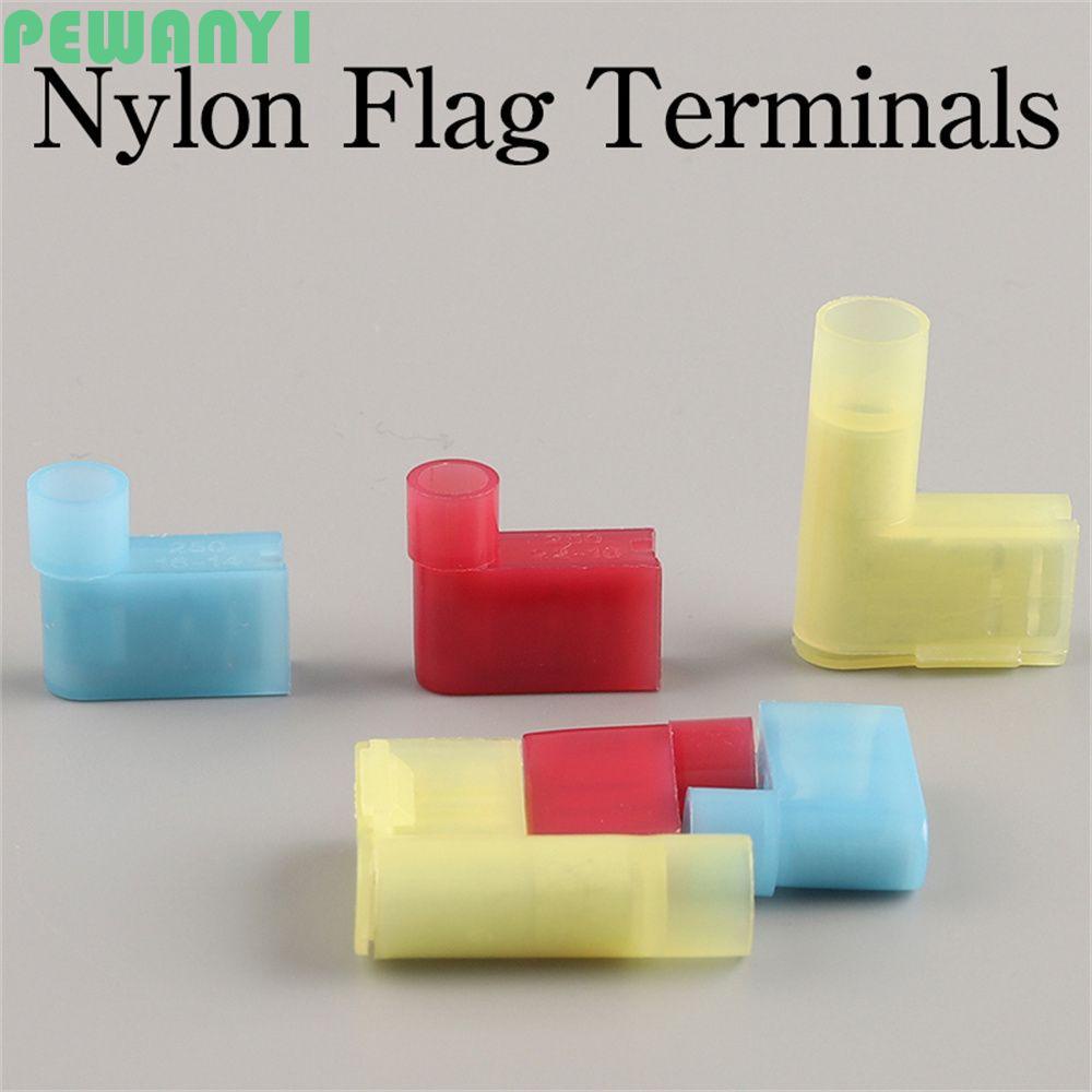 PEWANY1 Nylon Crimp 10Pcs Connectors Terminals 6.3mm Female Flag Spade ...