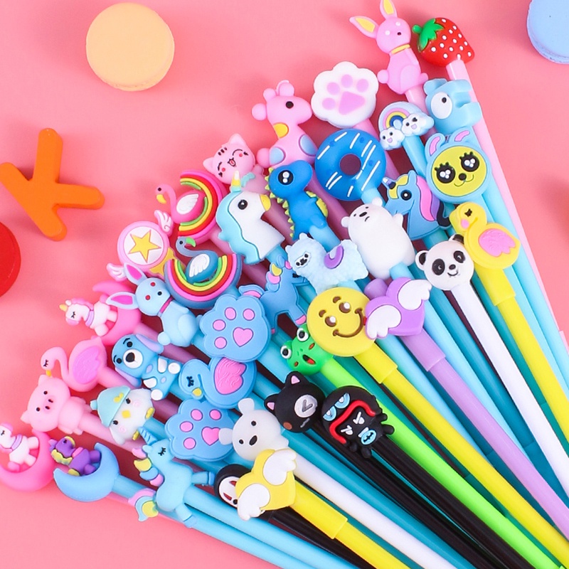 20pcs Cartoon Silicone Neutral Pen Suit School Office Black 0.5mm ...