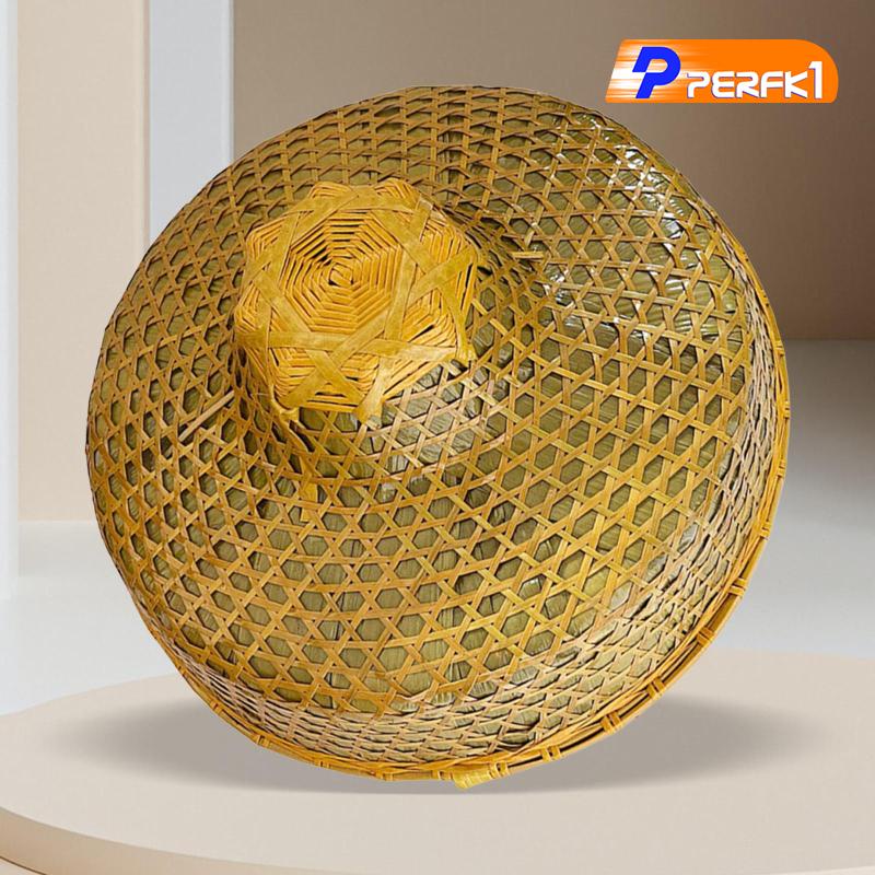 [Perfk1] Bamboo Braided Hat Farmer Hat Handicraft Weave Hat Woven Cap ...
