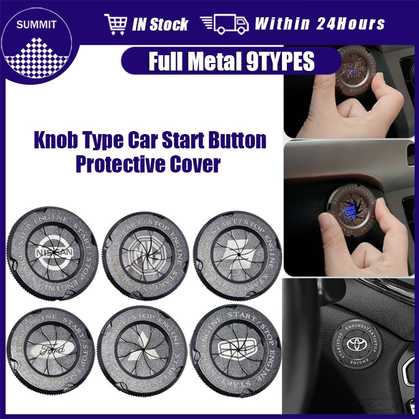Creative Car Start Button Cover Knob Type Metal Car Logo Decorative ...