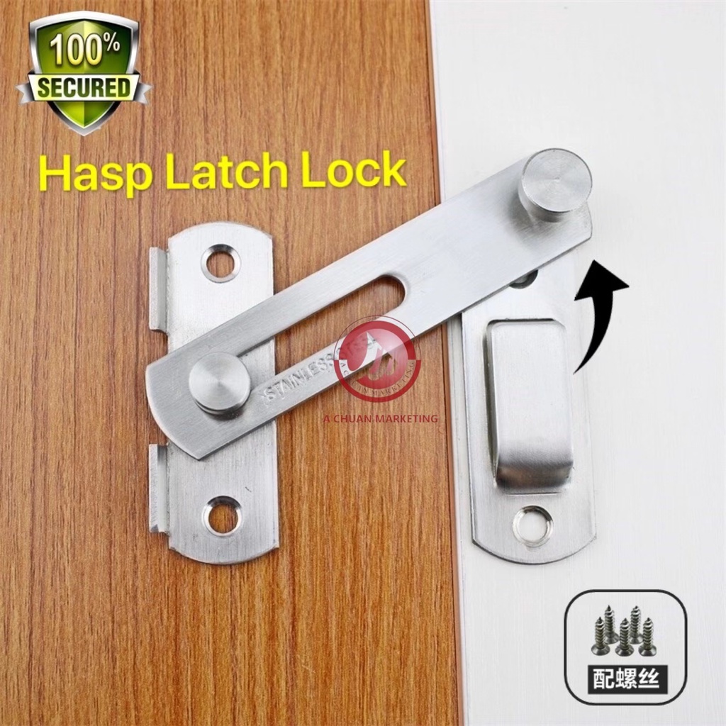 Stainless Steel Hasp Latch Locks Sliding Door Window Cabinet Lock Home ...
