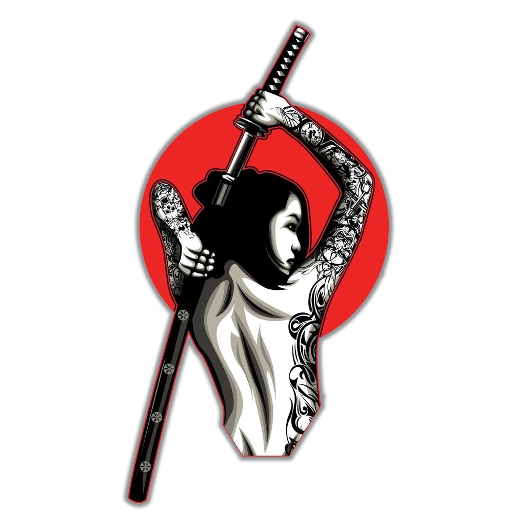 Female Yakuza Japanese Samurai Car Sticker Vinyl Waterproof Decal Girl ...